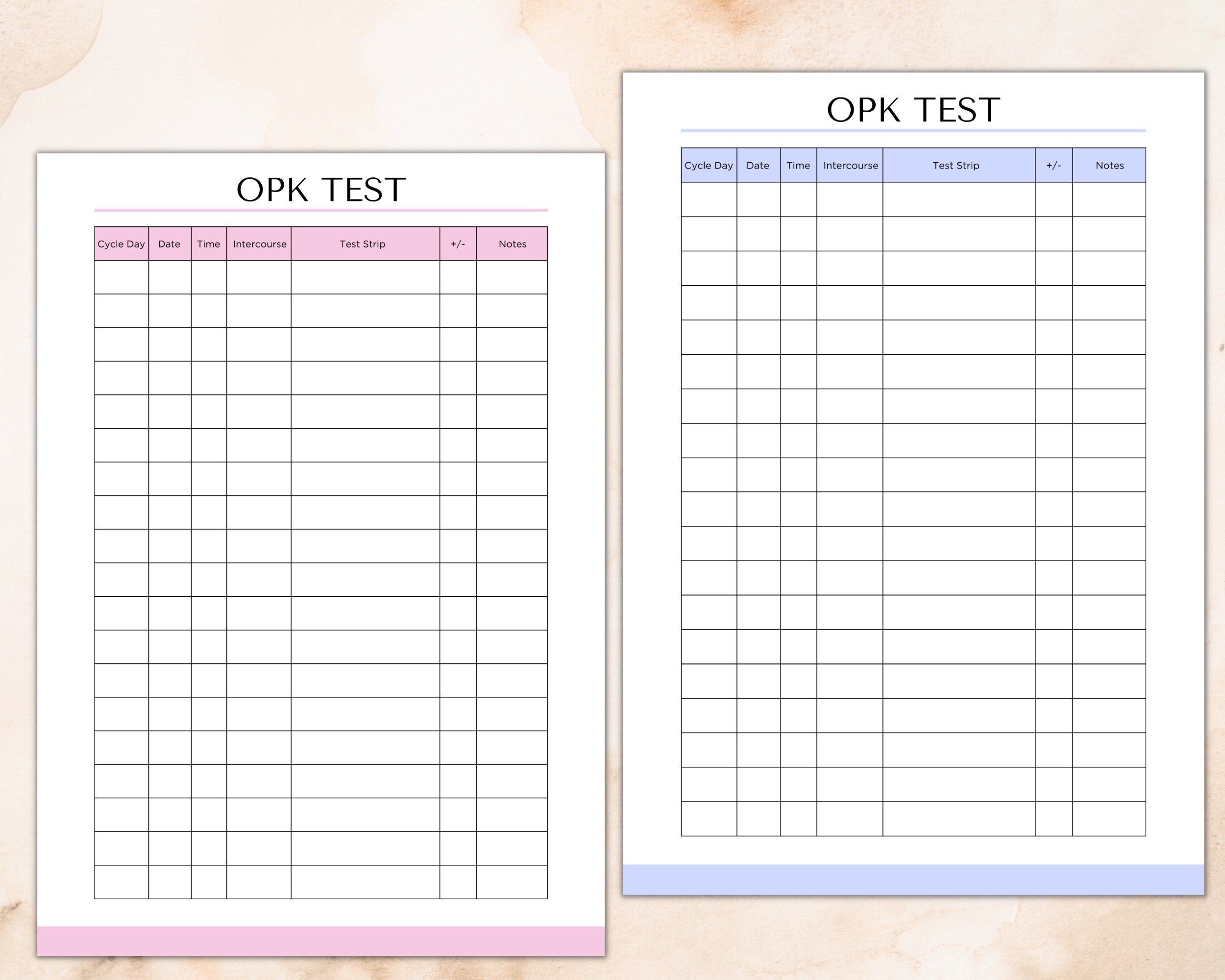 OPK Test Tracker Ovulation Checklist Fertility Planner Ovulation Test ...