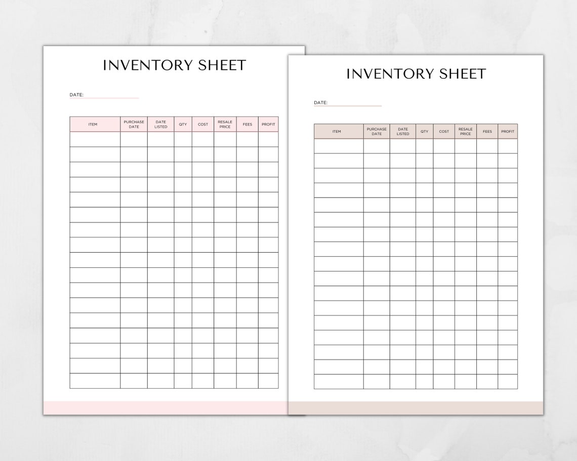 Printable Reseller Inventory Sheet, Editable Small Business Inventory ...
