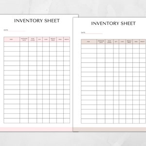 Printable Reseller Inventory Sheet, Editable Small Business Inventory ...