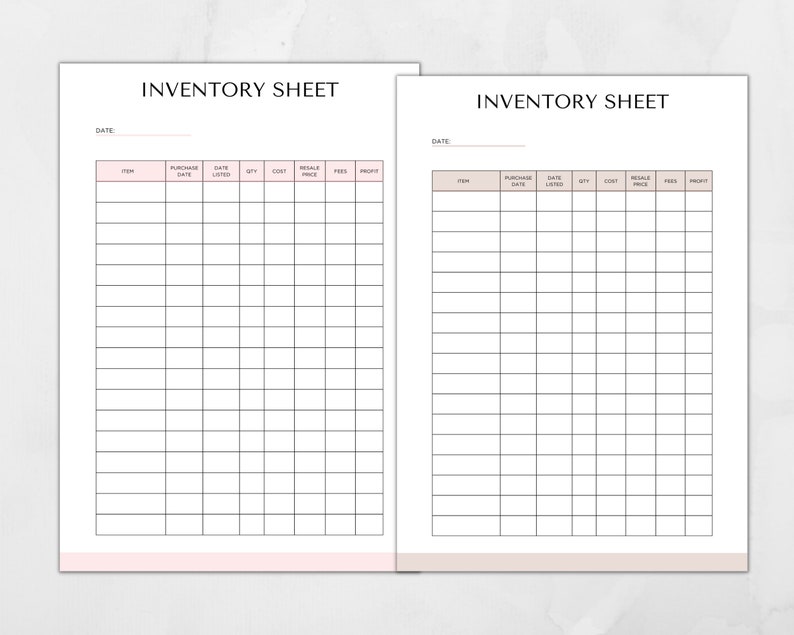 Printable Reseller Inventory Sheet, Editable Small Business Inventory ...