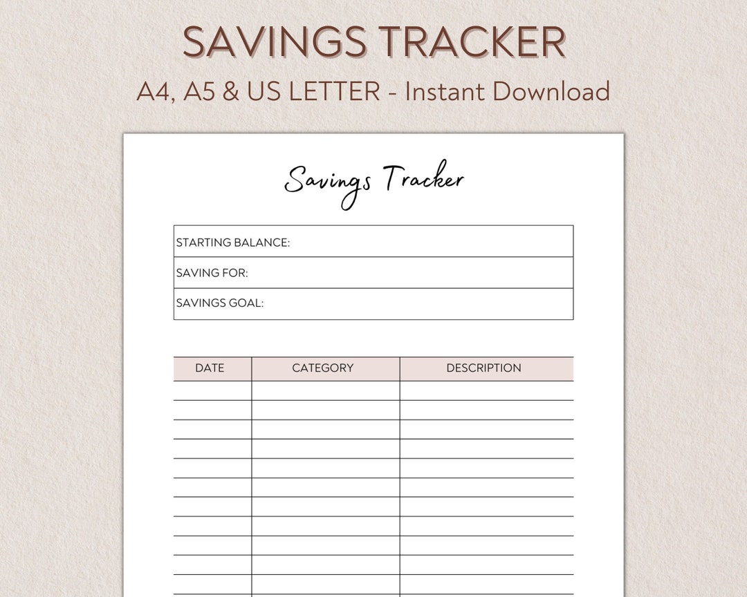 Savings Tracker Printable, Savings Log, Money Saving Sheet, Finance ...