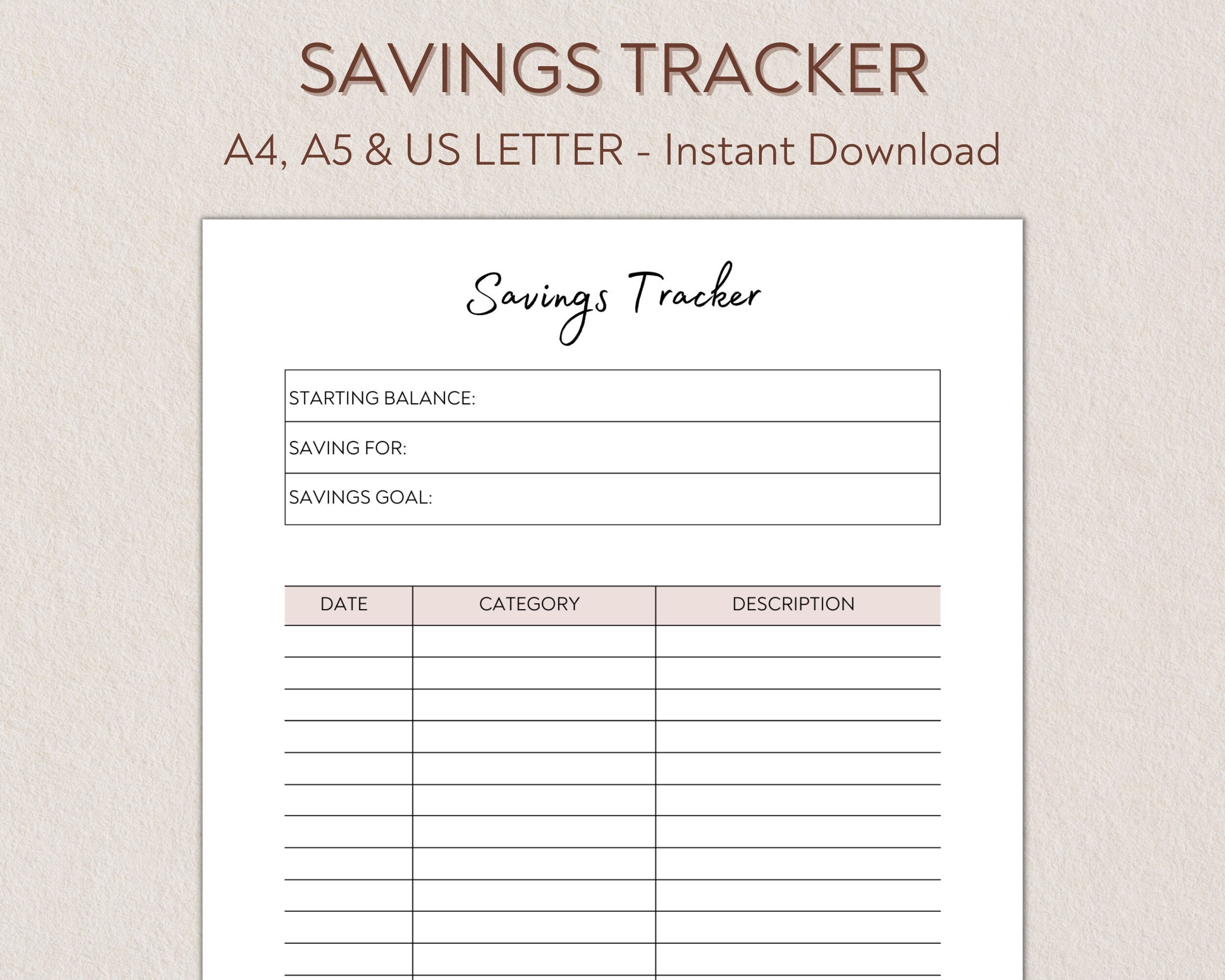 Savings Tracker Printable, Savings Log, Money Saving Sheet, Finance ...