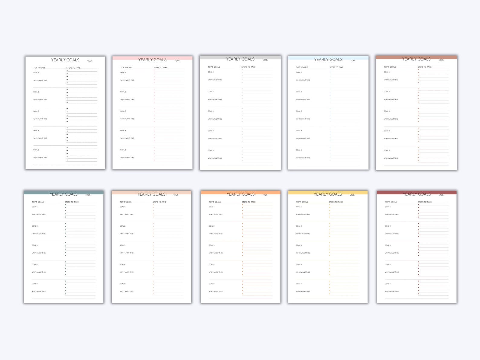 Top 5 Goals Sheet, Printable Goal Tracker and Planner, Success Planning ...