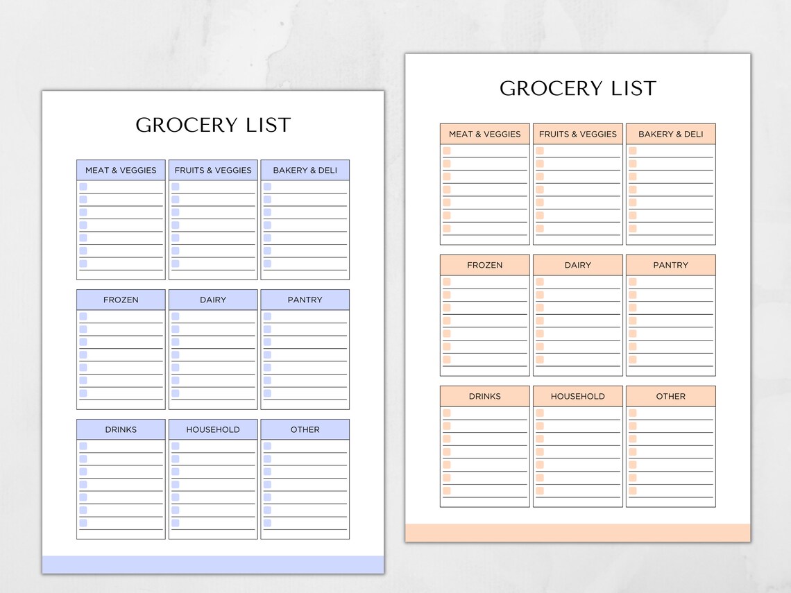 Printable Grocery List Template Editable Grocery Planner - Etsy