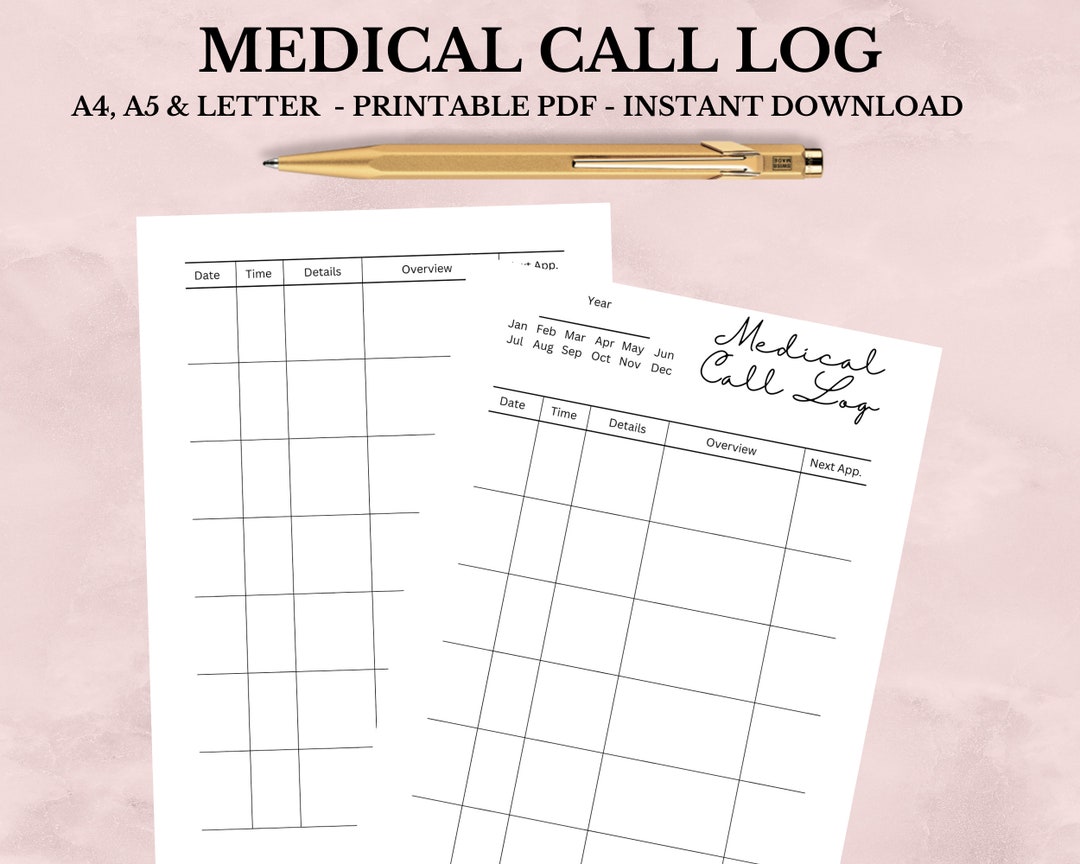 Medical Appointment Call Log Printable and Editable, Chart Appointment ...