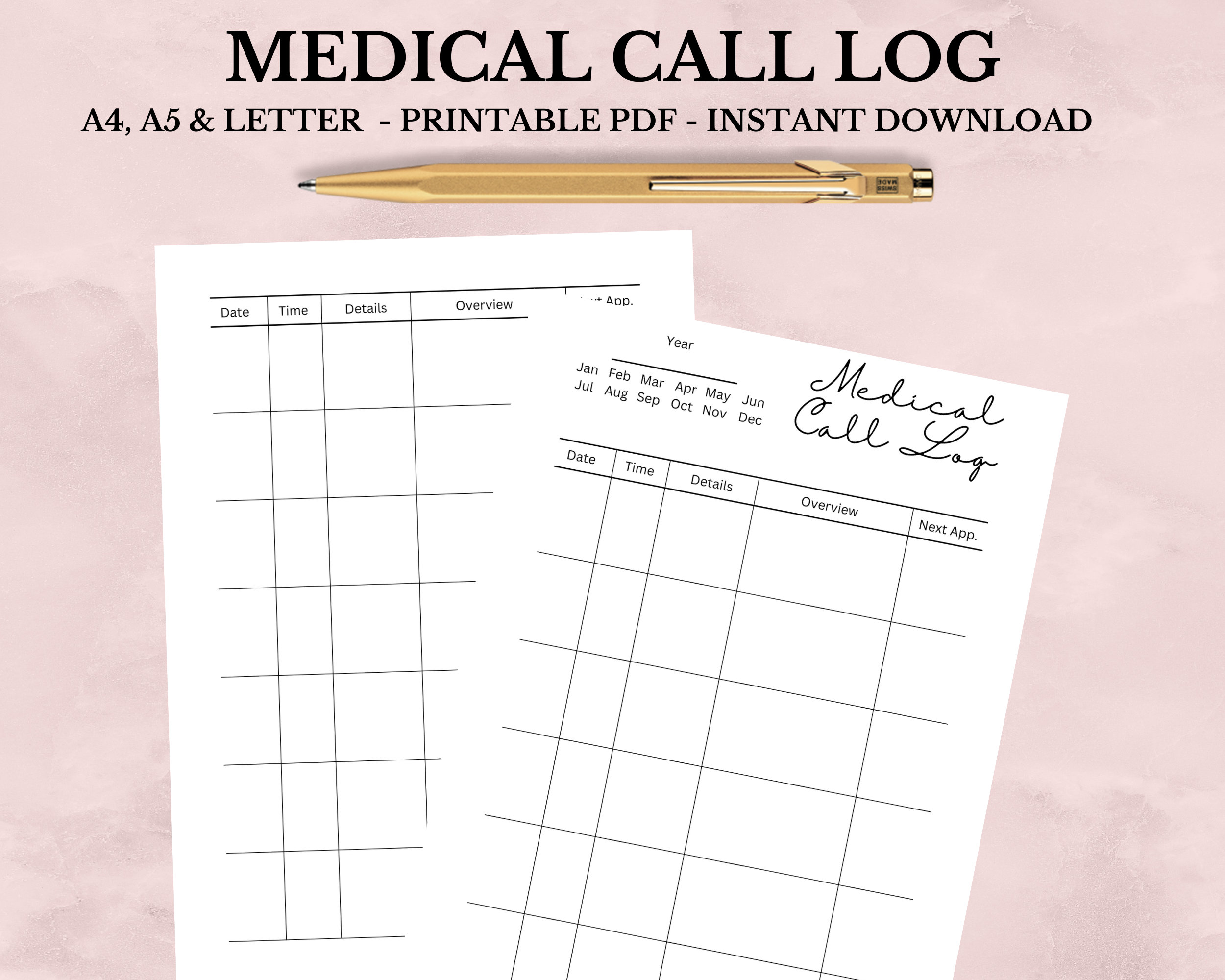Medical Appointment Call Log Printable and Editable, Chart Appointment ...