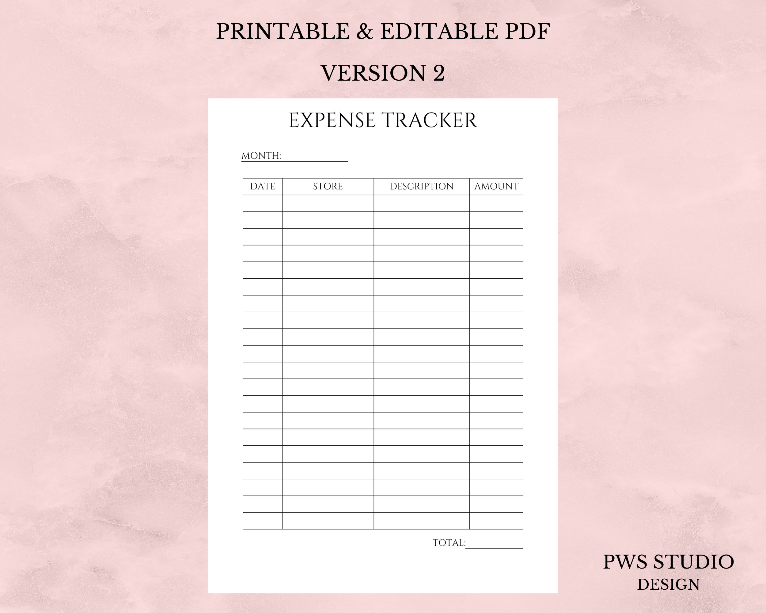 Expense Tracker PDF, Printable and Editable, Spending Log, Business ...