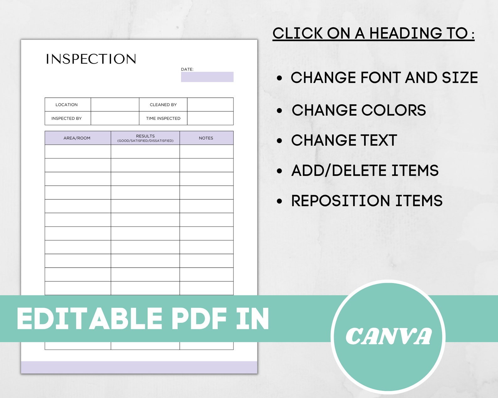 Printable Cleaning Inspection Checklist, Editable Cleaner Inspection ...