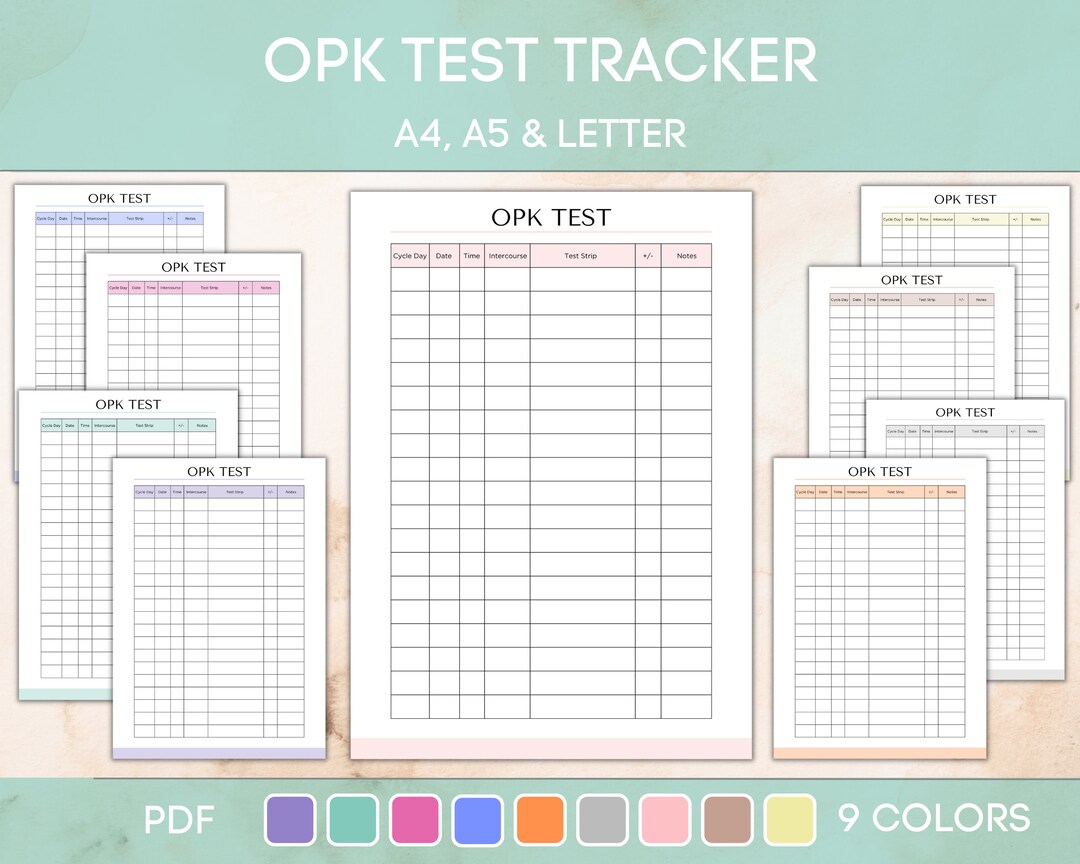 OPK Test Tracker Ovulation Checklist Fertility Planner Ovulation Test ...