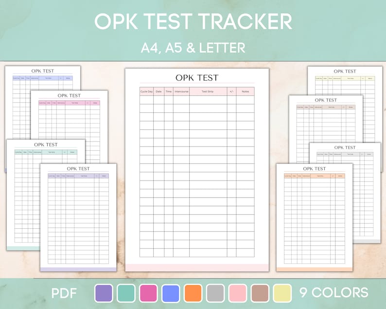 OPK Test Tracker Ovulation Checklist Fertility Planner Ovulation Test ...