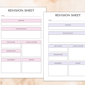Nursing Student Revision Sheet Printable, Editable Nurse Revision Log ...