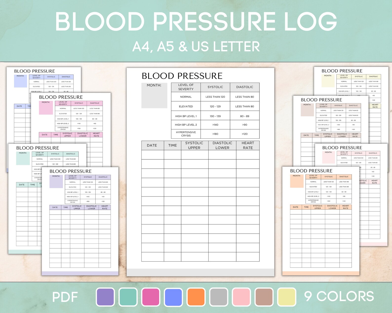 Blood Pressure Log Printable, Editable Blood Pressure Tracker, Medical ...