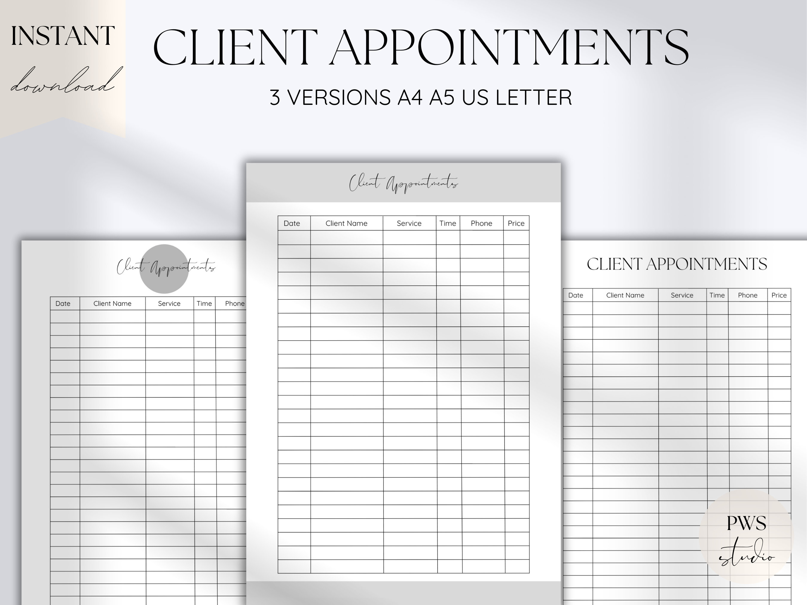 Client Appointment Template Printable Editable Meeting Log Appointment ...