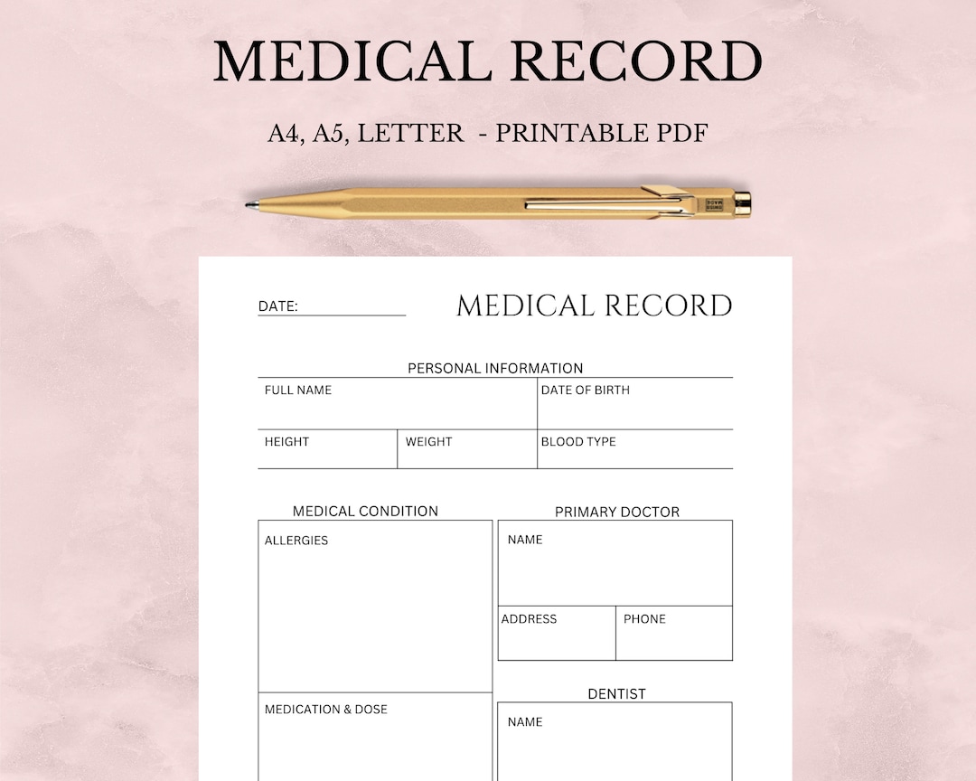 Medical Record Printable and Editable, Emergency Information, Hospital ...