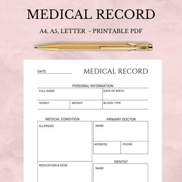 Medical Record Book - Etsy