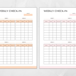 Printable Weekly Check-in Tracker, Editable, Weekly Check-in Planner ...