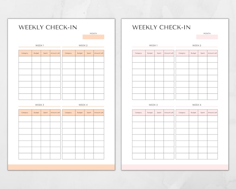 Printable Weekly Check-in Tracker, Editable, Weekly Check-in Planner ...