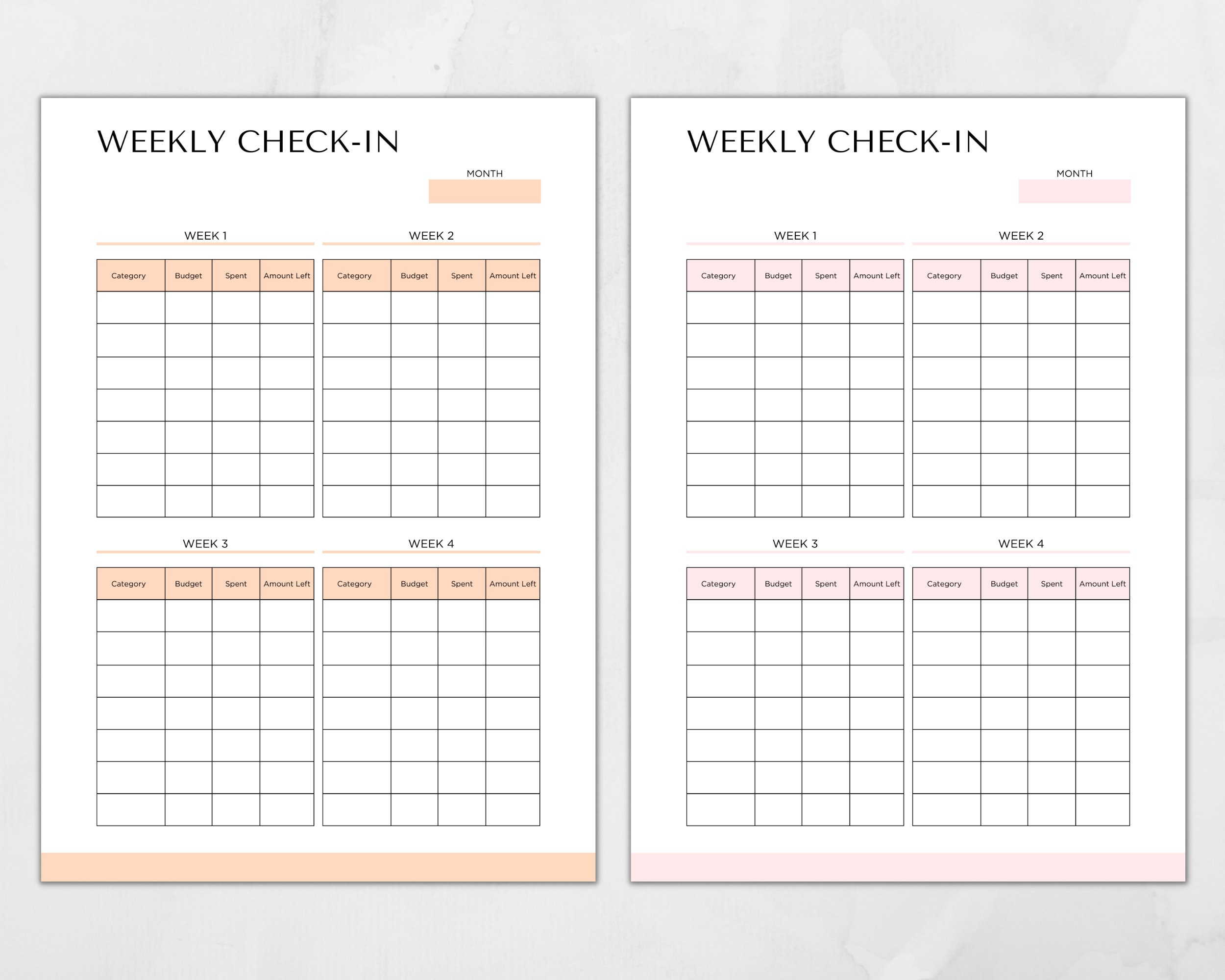 Printable Weekly Check-in Tracker, Editable, Weekly Check-in Planner ...