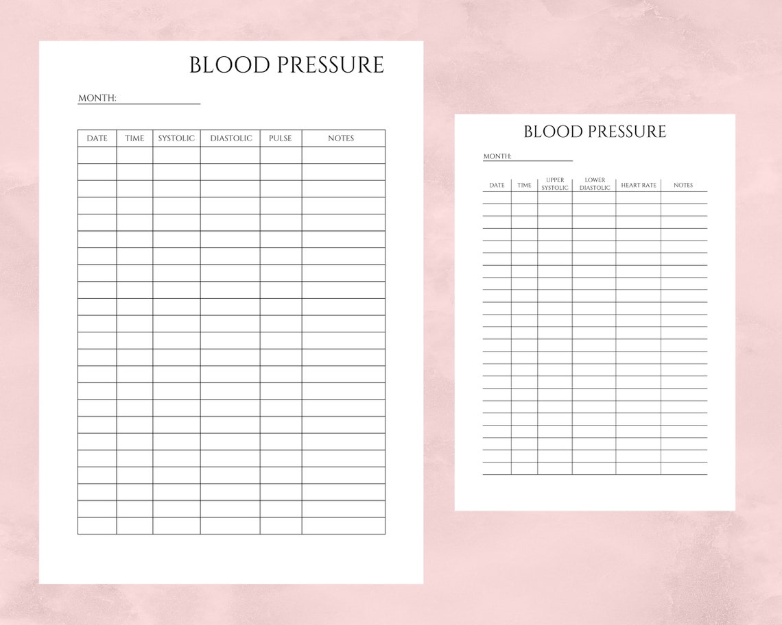 Blood Pressure Log Editable and Printable BP Tracker Daily Blood ...