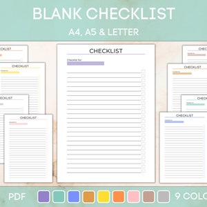 Editable and Printable Blank Checklist, Fillable Checklist for Daily ...