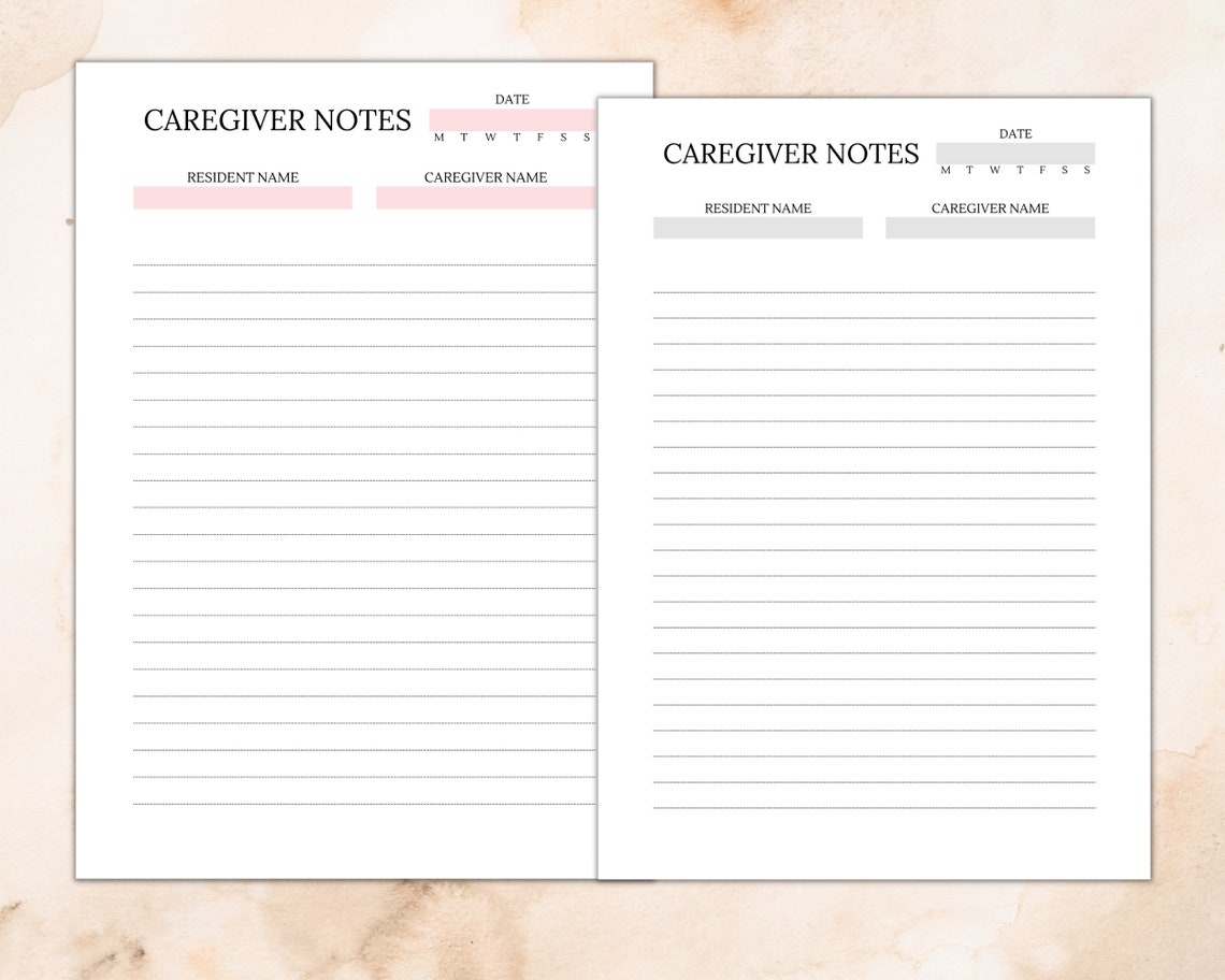 Editable and Printable Caregiver Notes, Caregiver Sheet, Notes for ...