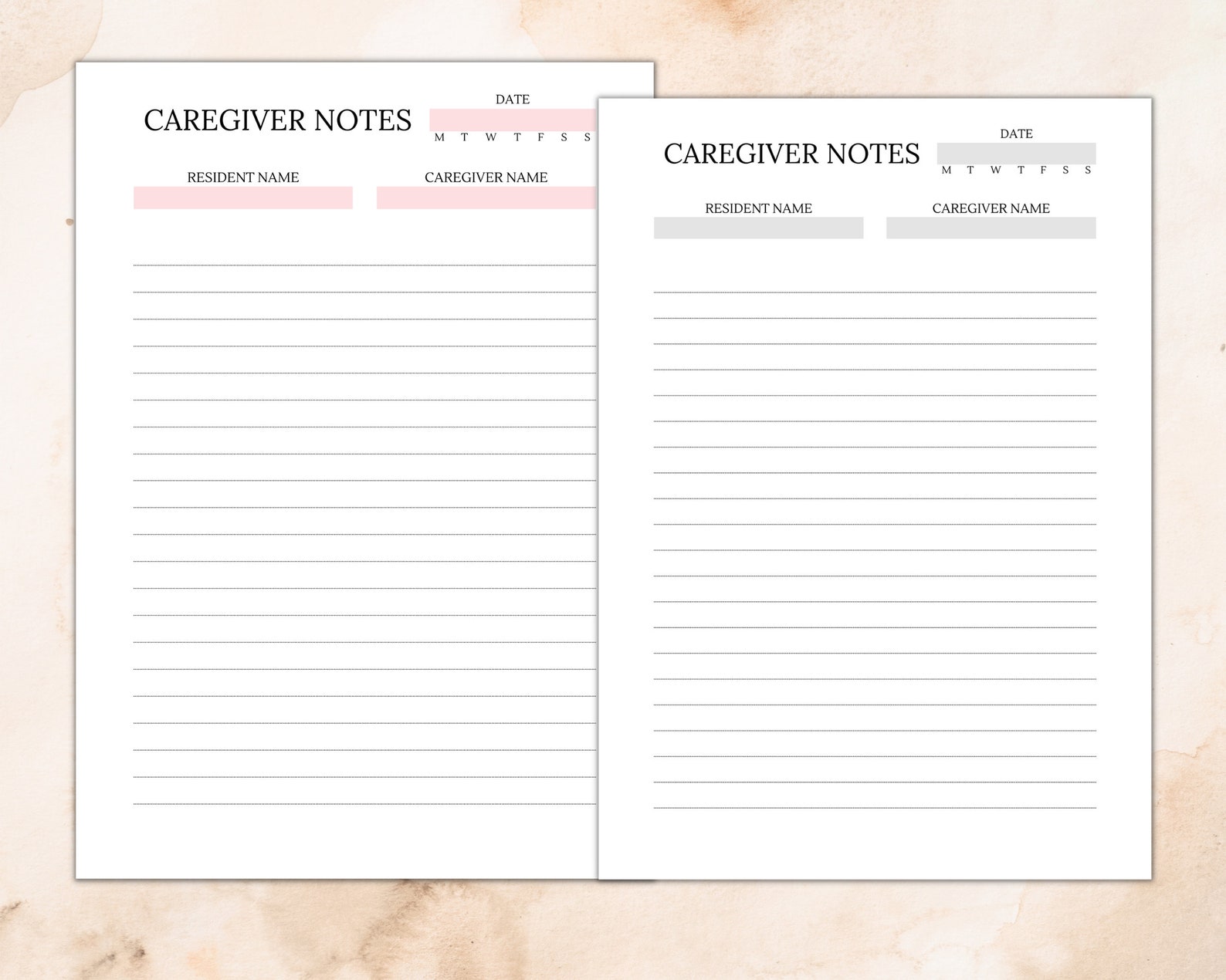 Editable and Printable Caregiver Notes, Caregiver Sheet, Notes for ...