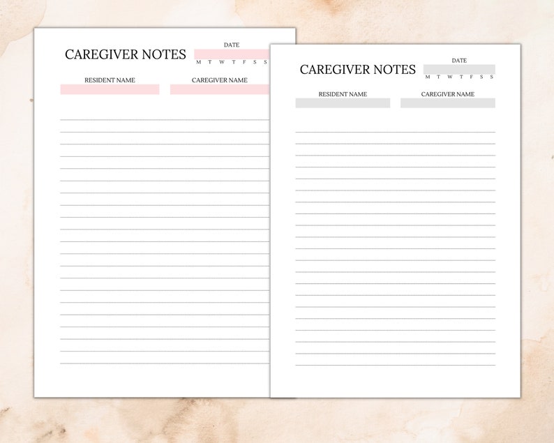 Editable and Printable Caregiver Notes, Caregiver Sheet, Notes for ...