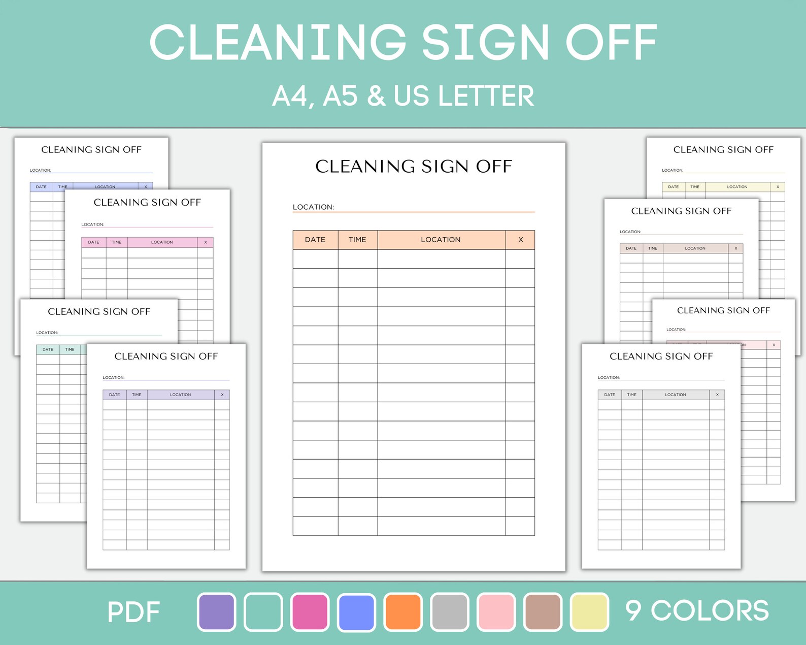 Printable Cleaning Sign off Sheet, Restroom Cleaning, Bathroom Cleaner ...