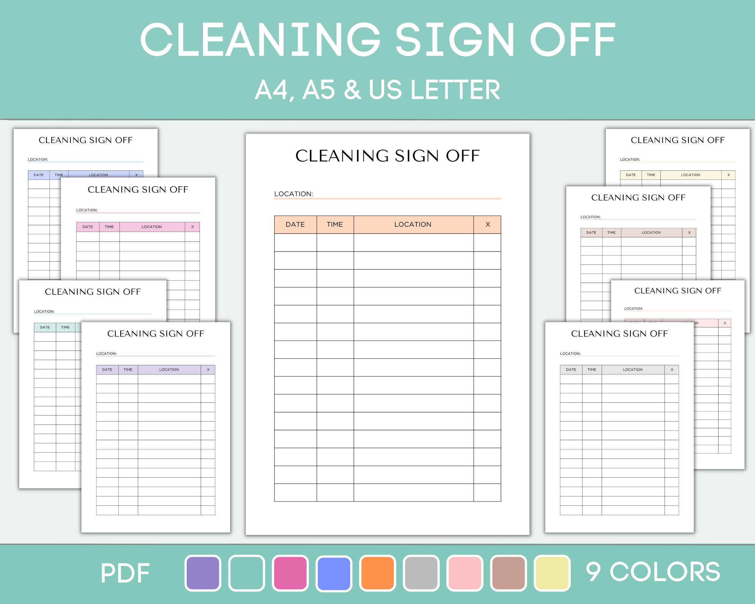 Printable Cleaning Sign off Sheet, Restroom Cleaning, Bathroom Cleaner ...