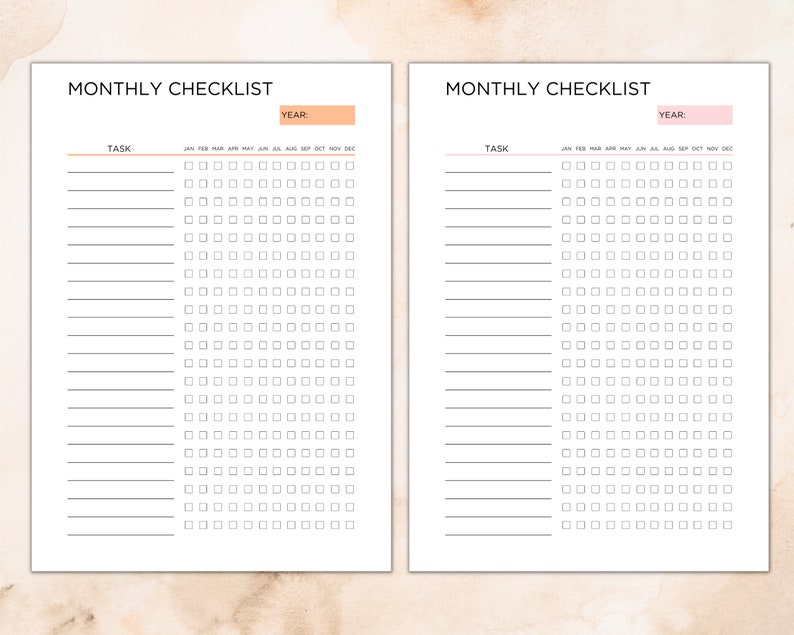 Printable and Editable Monthly Checklist, Month to Do List, Chore List ...