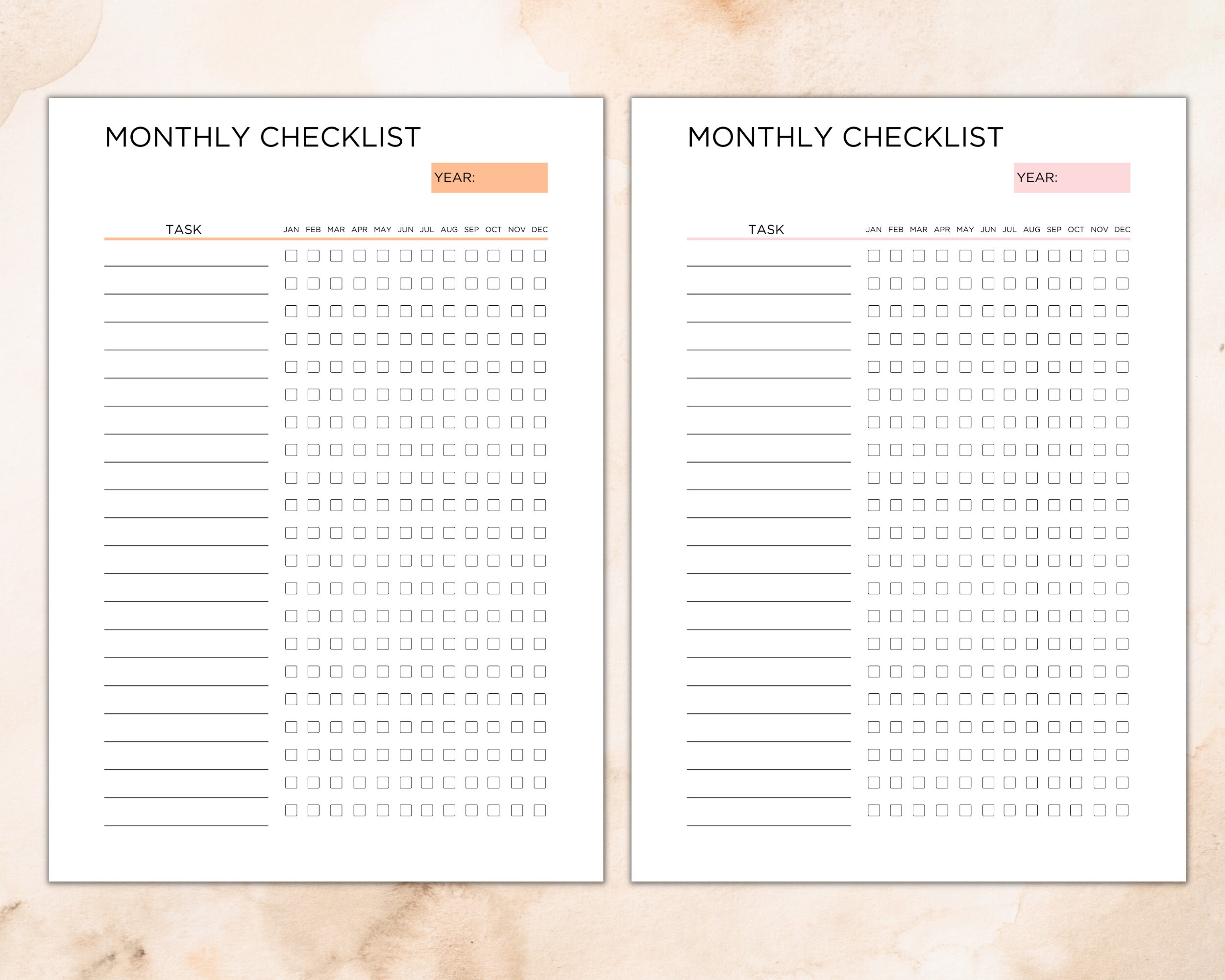 Printable and Editable Monthly Checklist, Month to Do List, Chore List ...