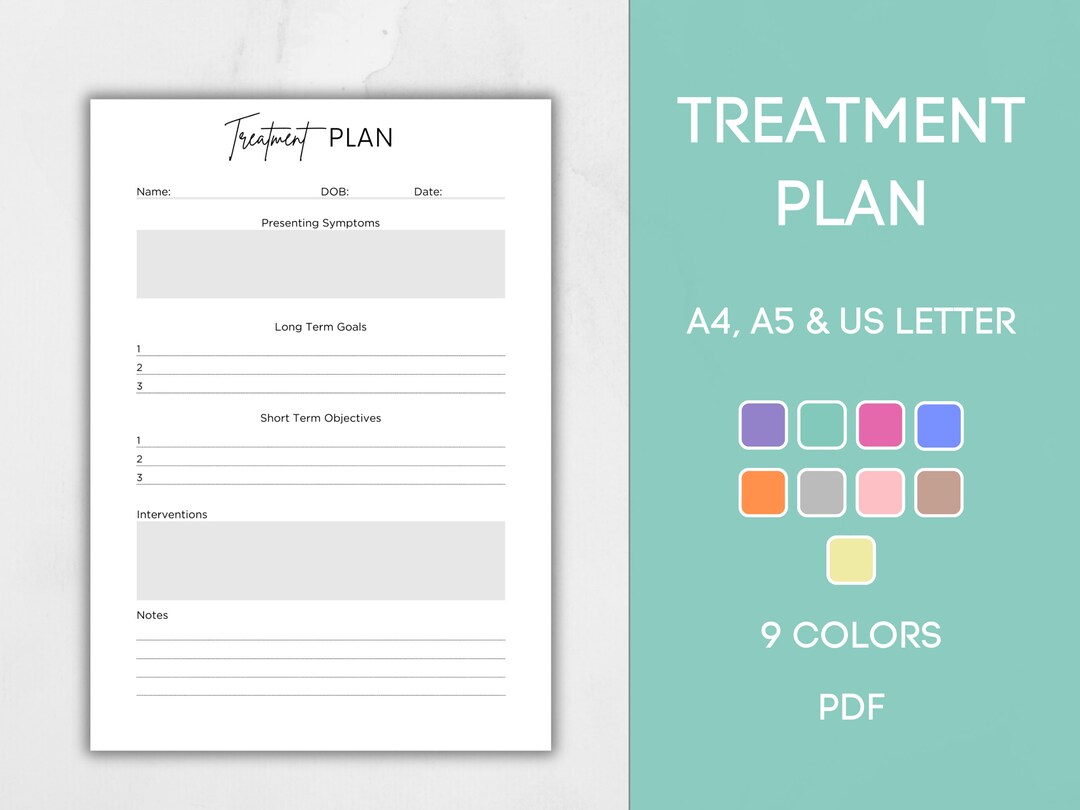 Printable Treatment Plan for Therapists, Editable Therapist Form ...