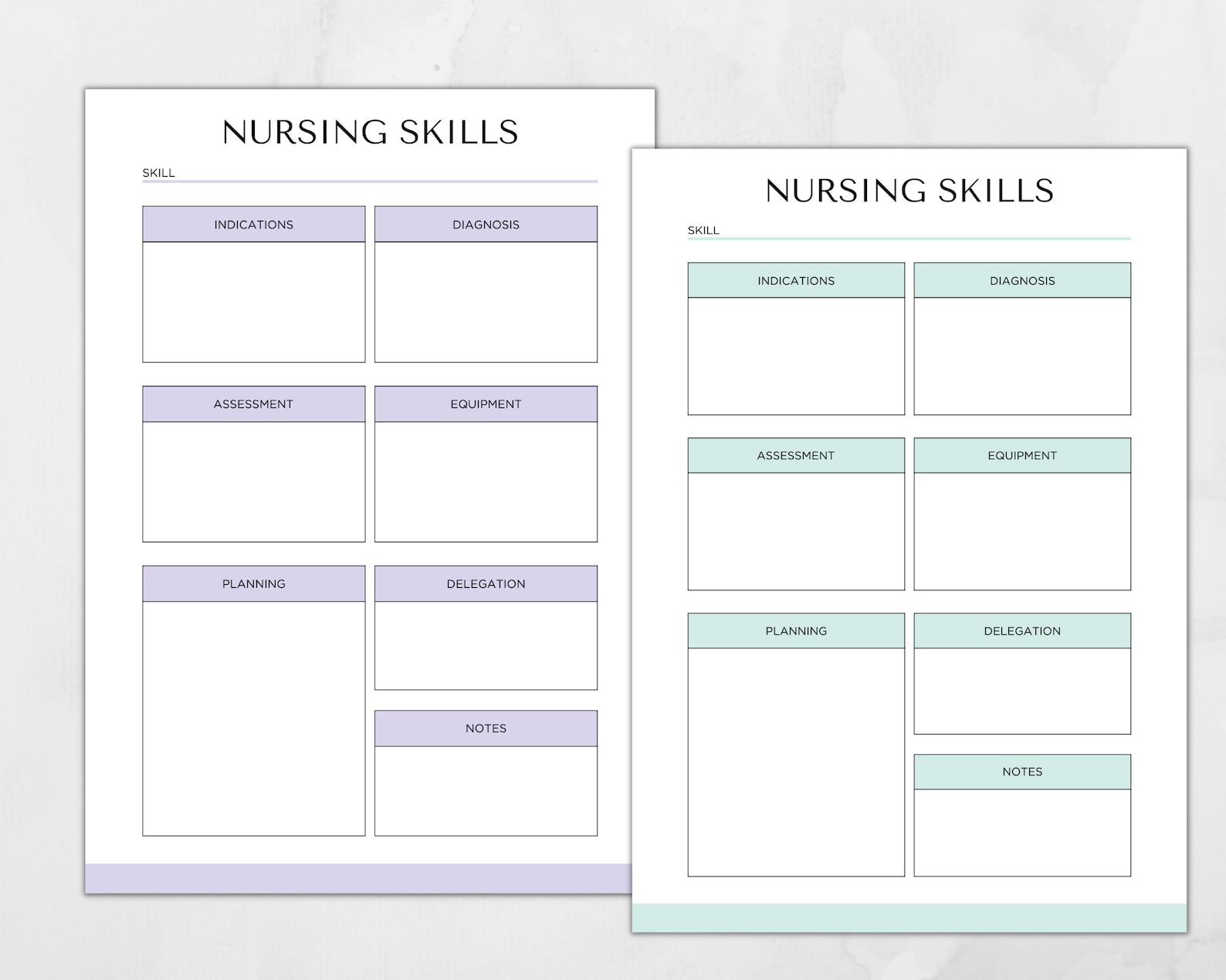 Printable Nursing Skills Template, Nursing Student Notes, Nursing ...