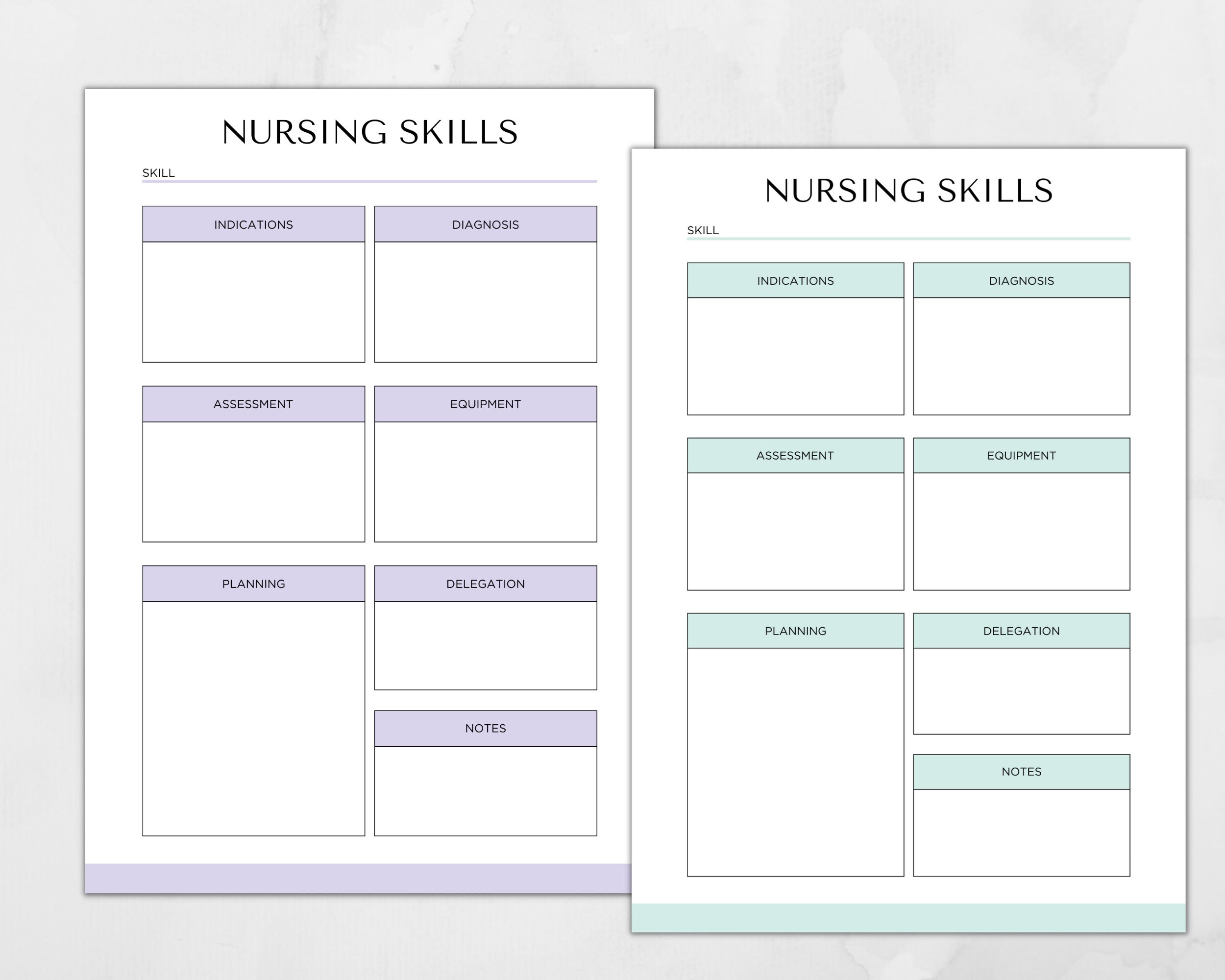 Printable Nursing Skills Template, Nursing Student Notes, Nursing ...