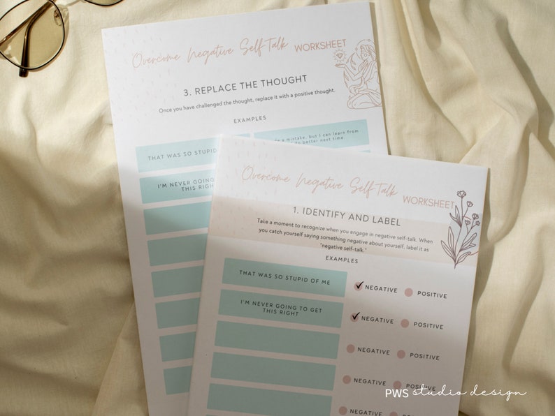 Overcome Negative Self-talk Worksheet Printable Inner Critic Challenge ...