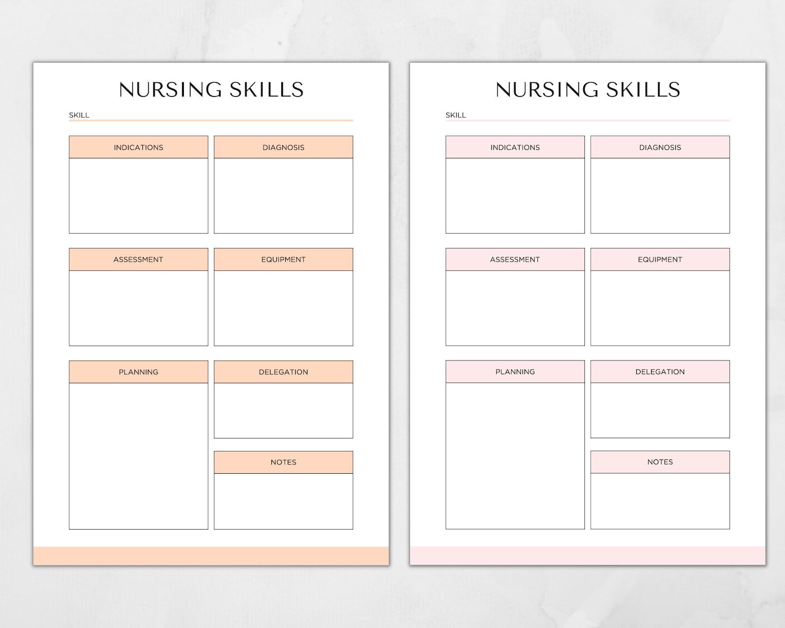 Printable Nursing Skills Template, Nursing Student Notes, Nursing ...