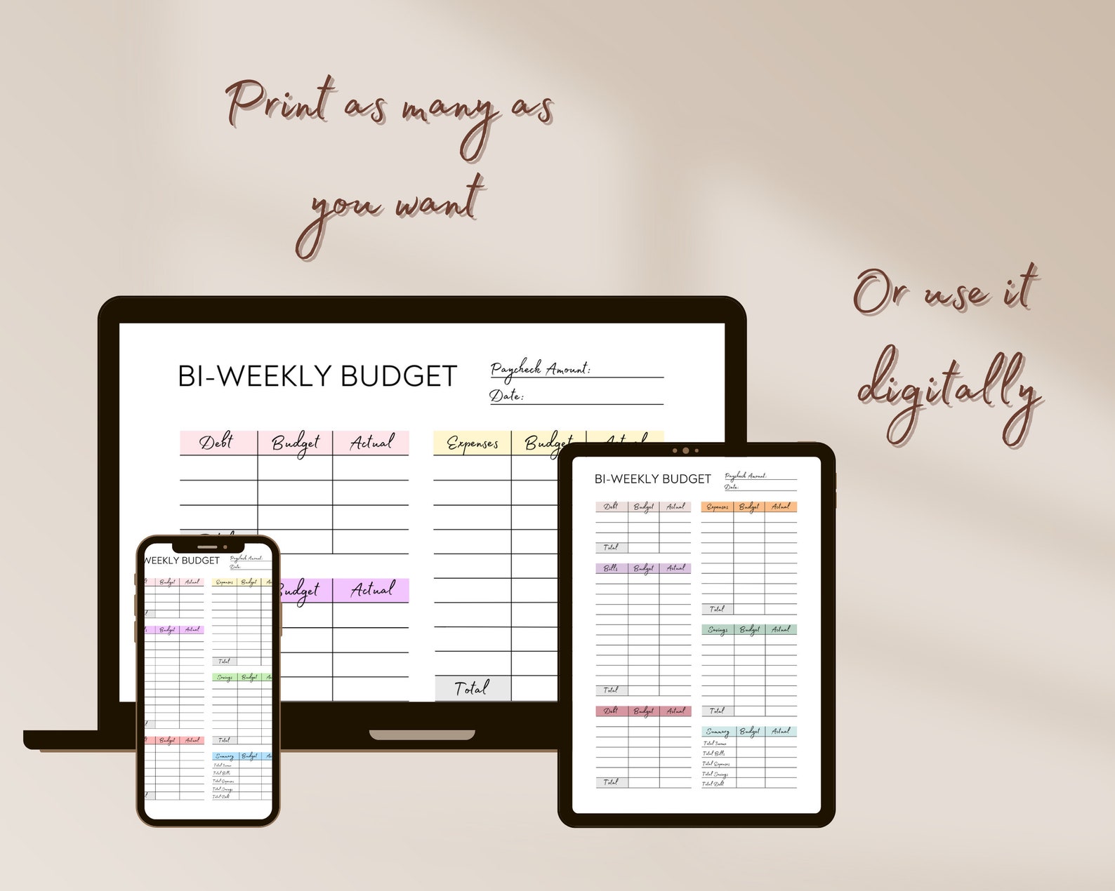 Biweekly Budget Planner, EDITABLE Bi-weekly Template, Printable ...