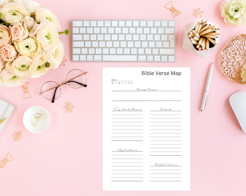 Bible Verse Mapping Printable and Editable, Sermon Journal, Study Word ...