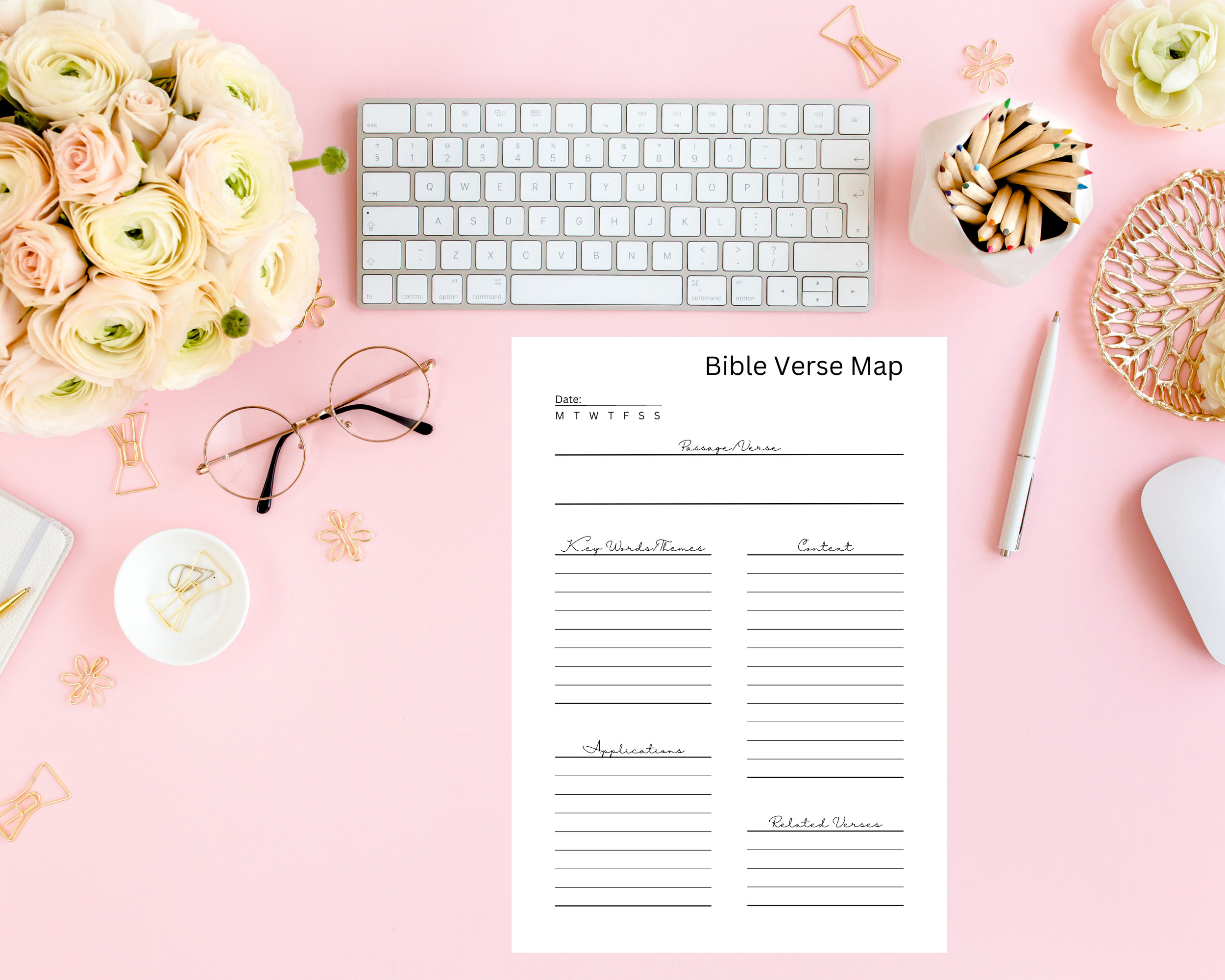 Bible Verse Mapping Printable and Editable, Sermon Journal, Study Word ...