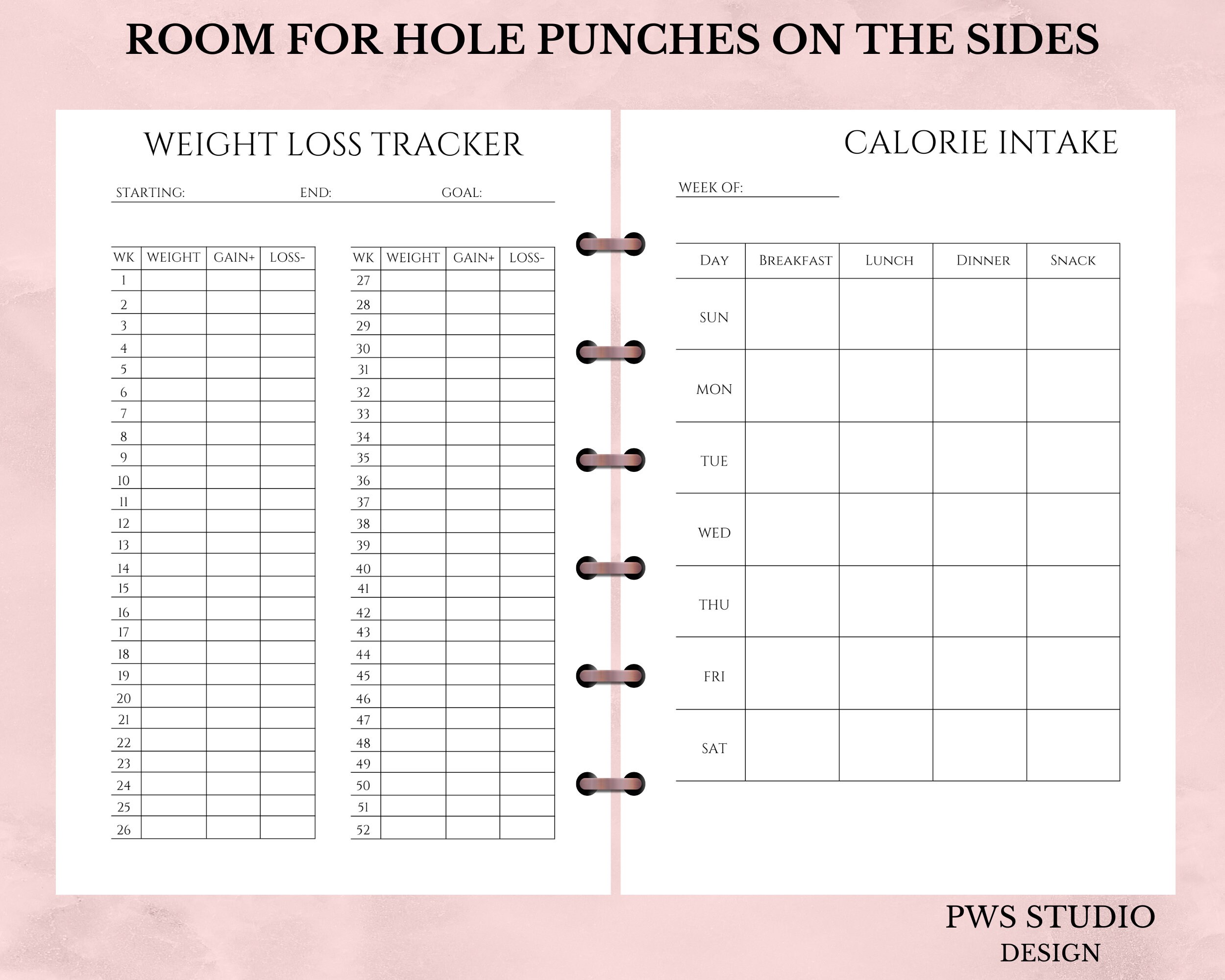 Weight Loss Tracker Printable and Editable, Digital Fitness Journal ...