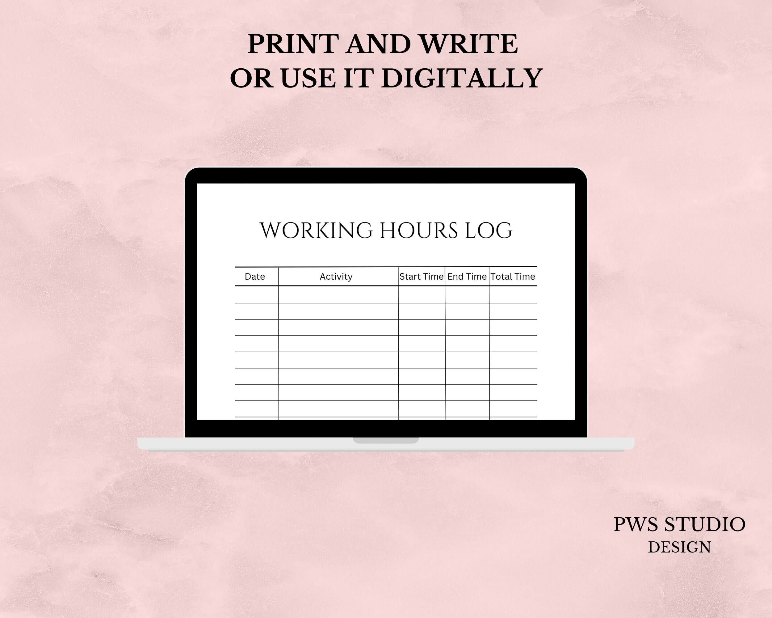 Printable and Editable Work Log, Task Working Hours Activity Tracker ...