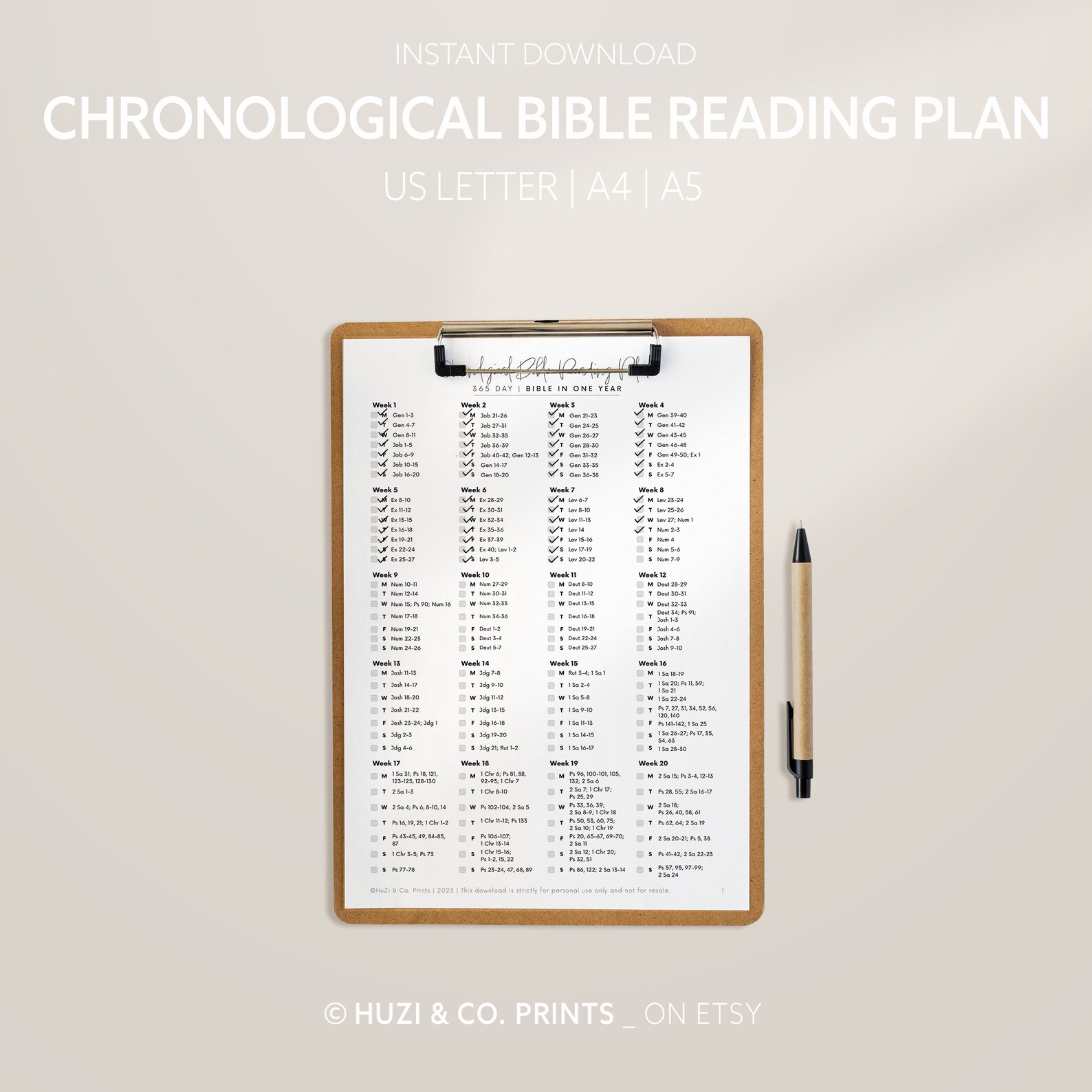 Chronological Bible Plan, Bible Reading Plan Printable, 1 Year Bible ...