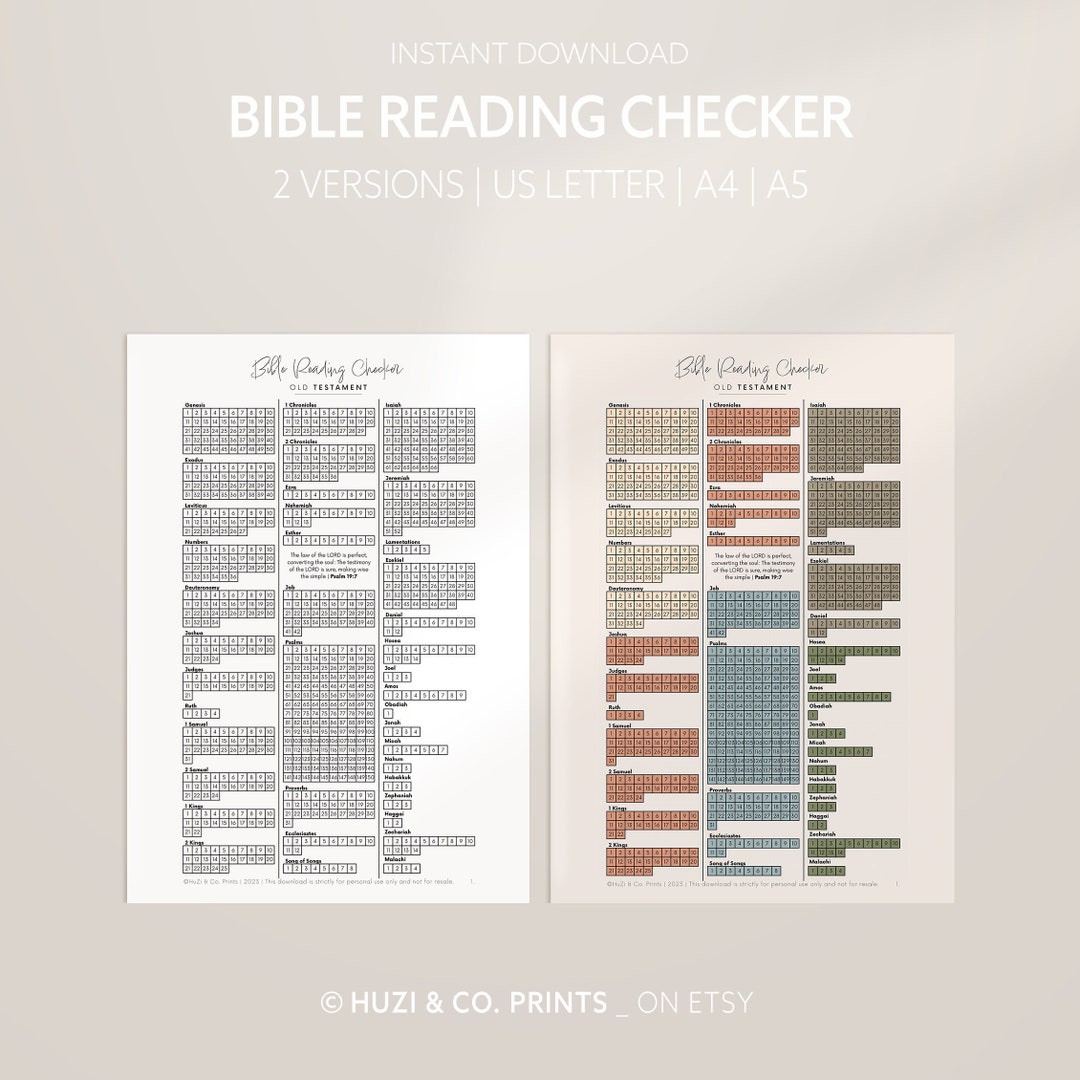 Bible Reading Checker, Bible Tracker Printable, Bible Chapter Checklist ...