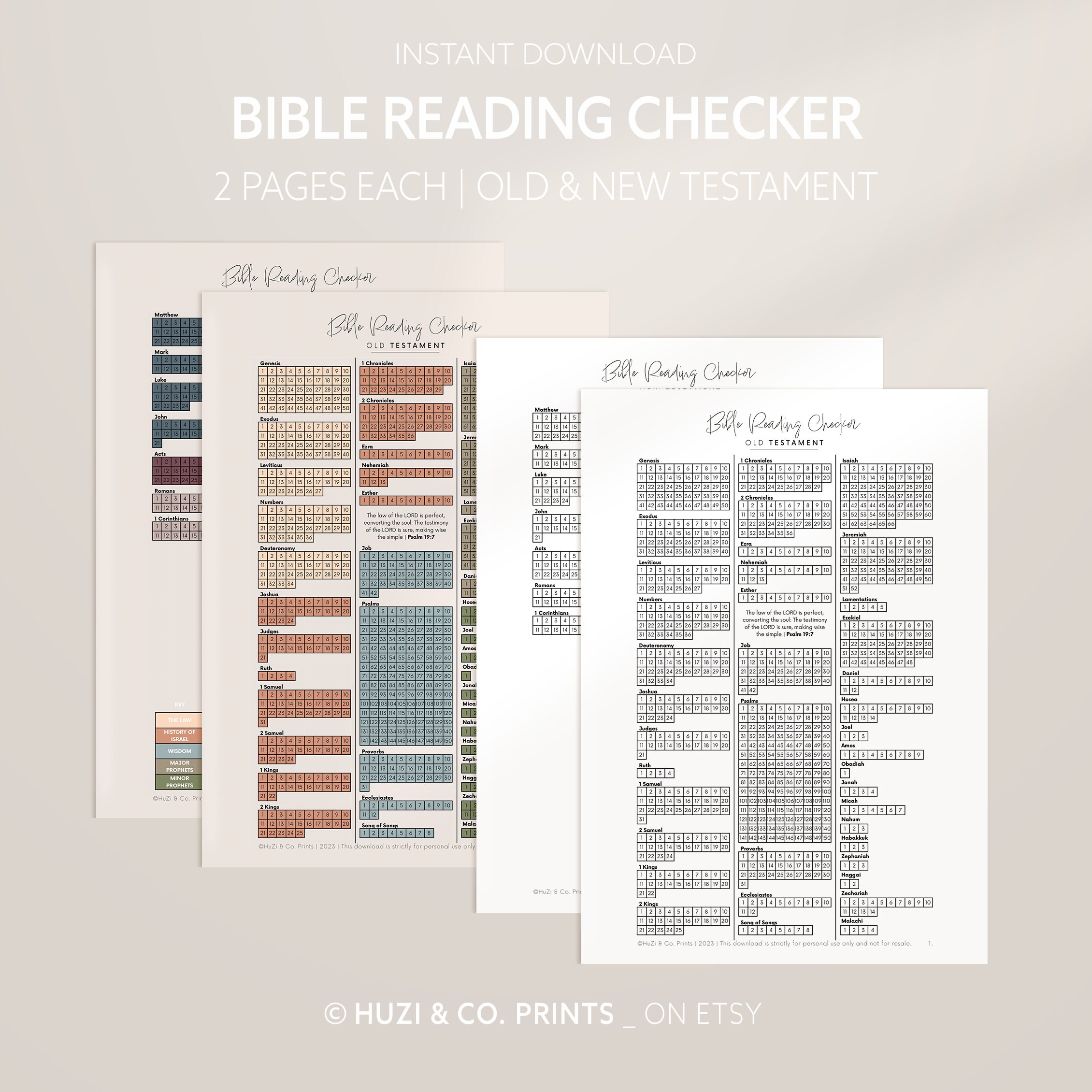 Bible Reading Checker, Bible Tracker Printable, Bible Chapter Checklist ...