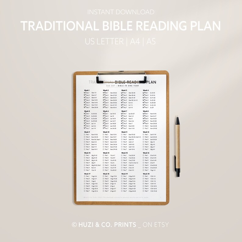 Traditional Bible Reading Checklist for the Old & New Testament. Read ...