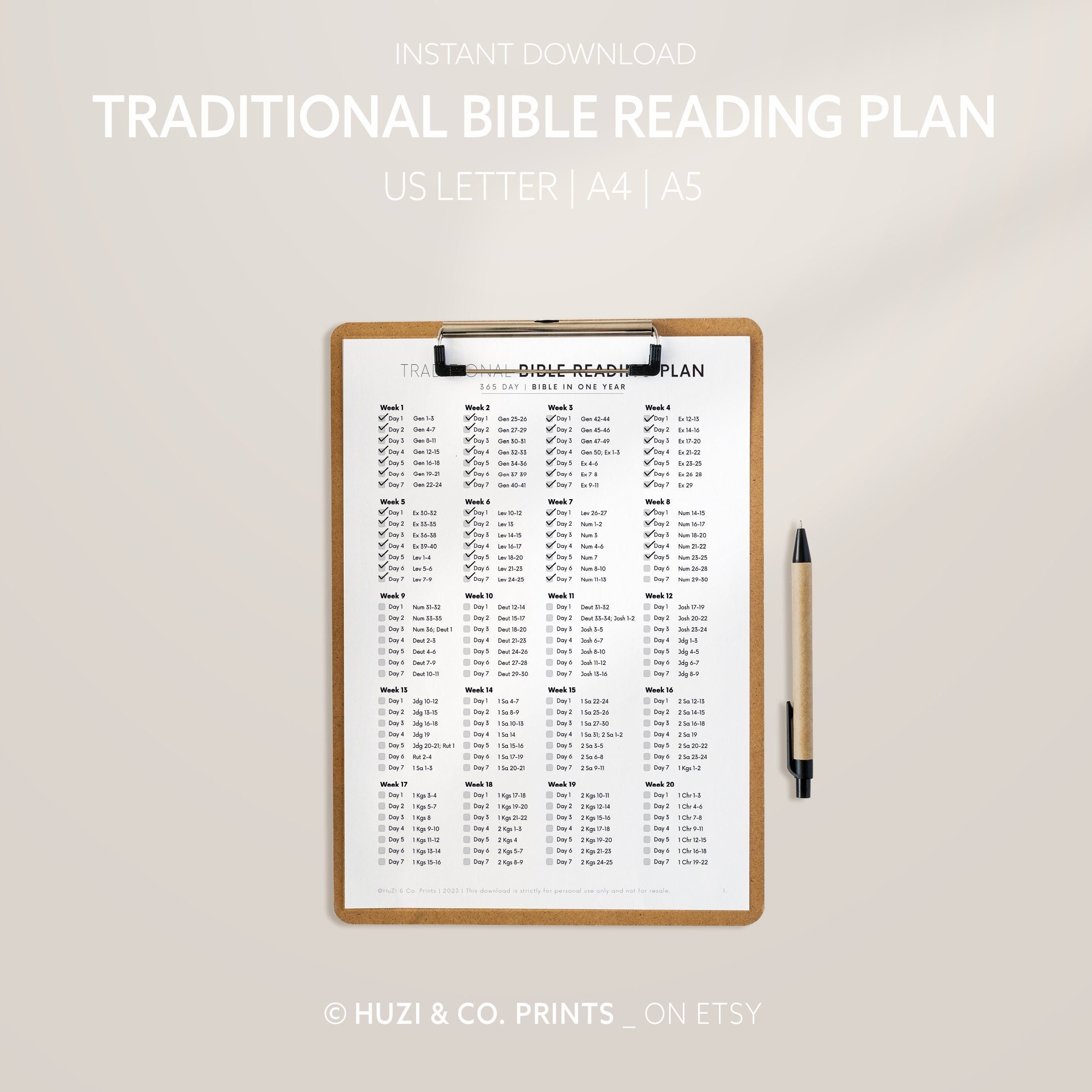 Traditional Bible Reading Checklist for the Old & New Testament. Read ...