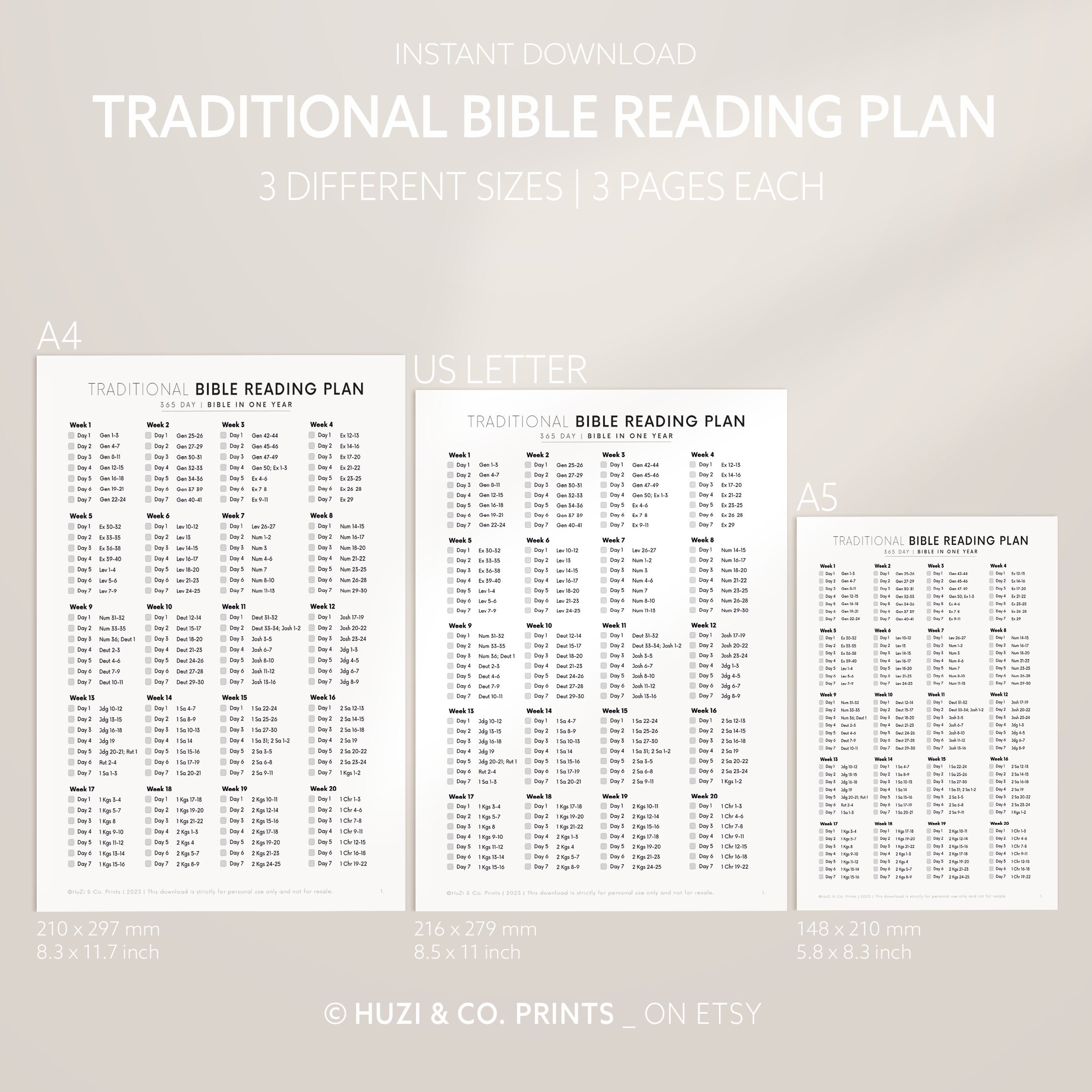 Traditional Bible Reading Checklist for the Old & New Testament. Read ...