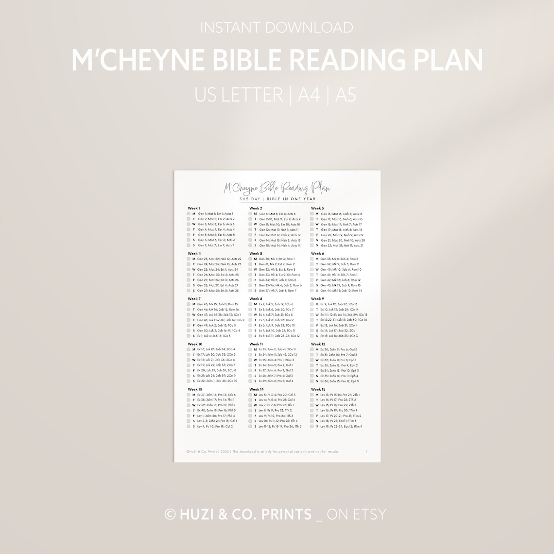 M'cheyne Bible Reading Plan, Bible Reading Plan Printable, 1 Year Bible ...