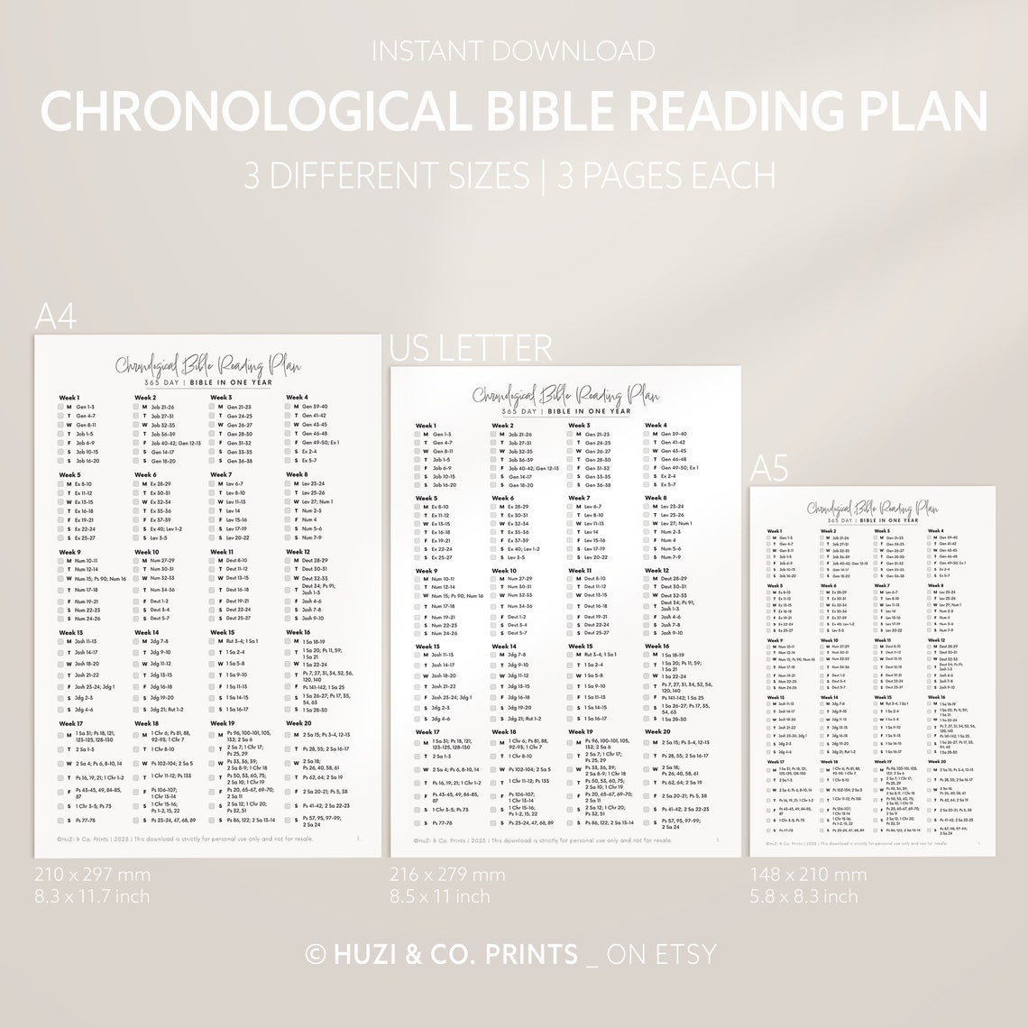 Chronological Bible Plan, Bible Reading Plan Printable, 1 Year Bible ...