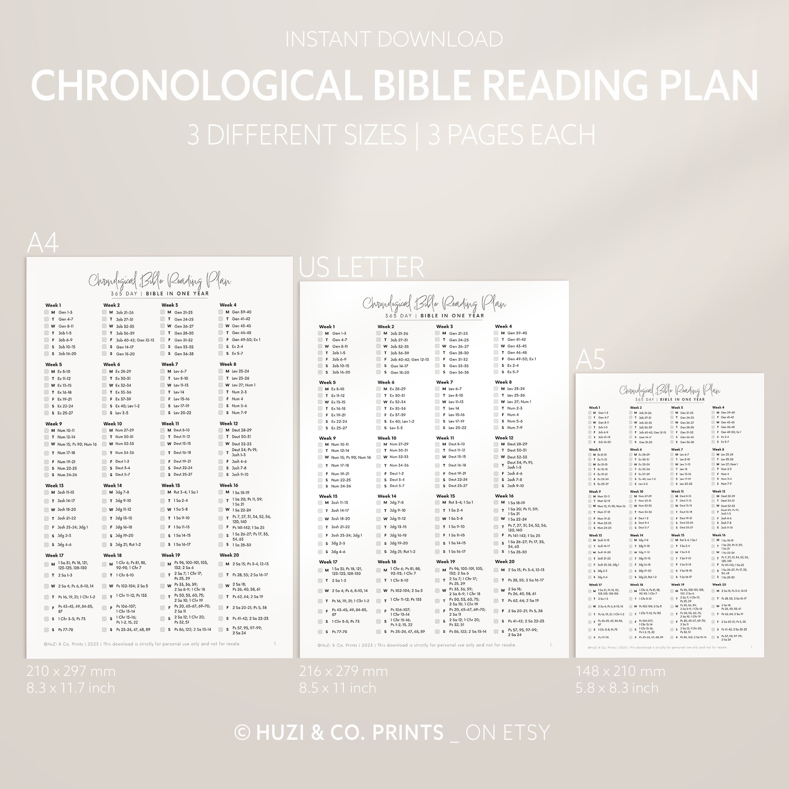 Chronological Bible Plan, Bible Reading Plan Printable, 1 Year Bible ...